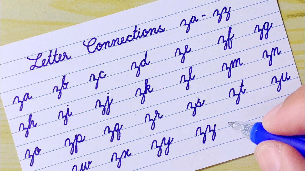 Letter Connections za-zz in Cursive writing | How to write English ...