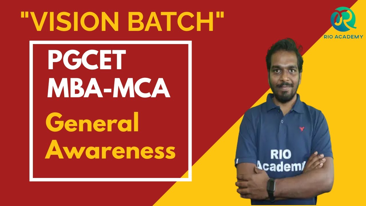 PGCET MBA-MCA | " VISION BATCH " | General Awareness | Sep-2023 - YouTube