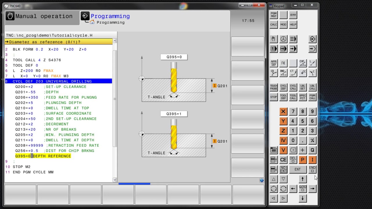 HEIDENHAIN - iTNC 640 CYCLE 203 - UNIVERSAL DRILLING - YouTube