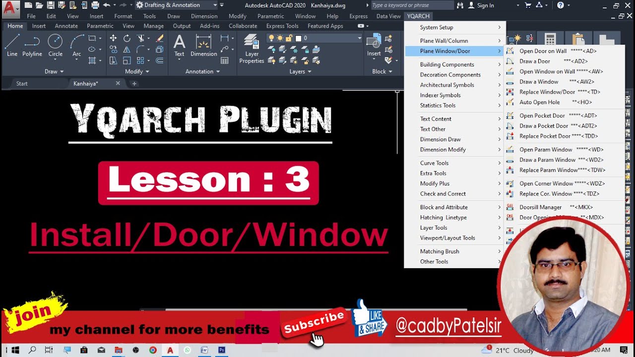 Yqarch plugin tutorial || yqarch plugin for autocad 2020 || LESSON 3 ...