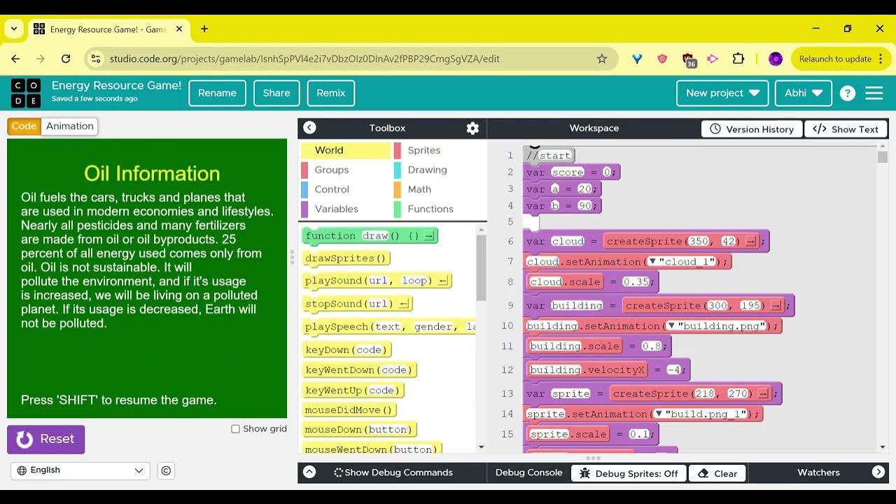 Energy Resource Game with Game Lab + Code org - YouTube