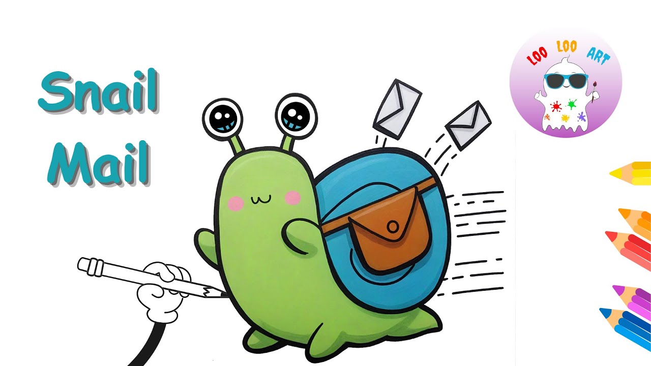 How to Draw a Cute Snail Mail | Easy Drawing Tutorial for Beginners ...