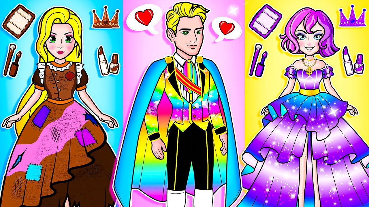 [🐾paper dolls🐾] Poor Rapunzel Become Princess in Love Challenge ...