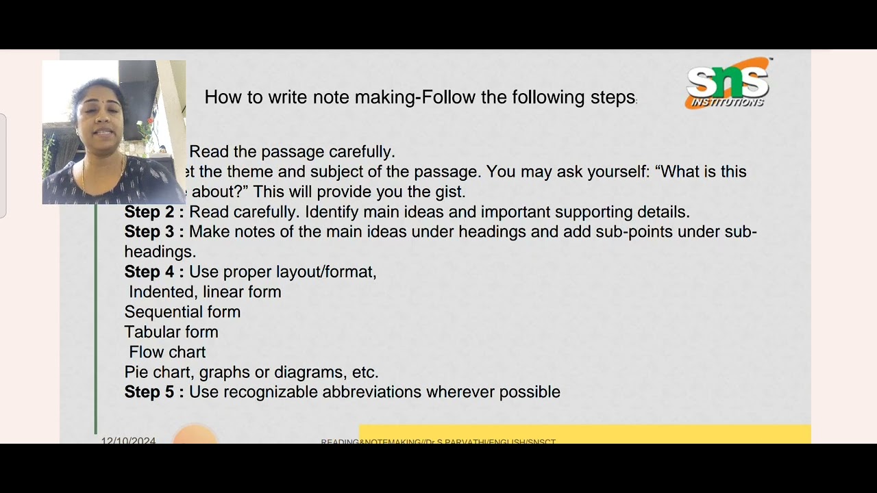 reading and note making using linear method #snsinstitutions # ...