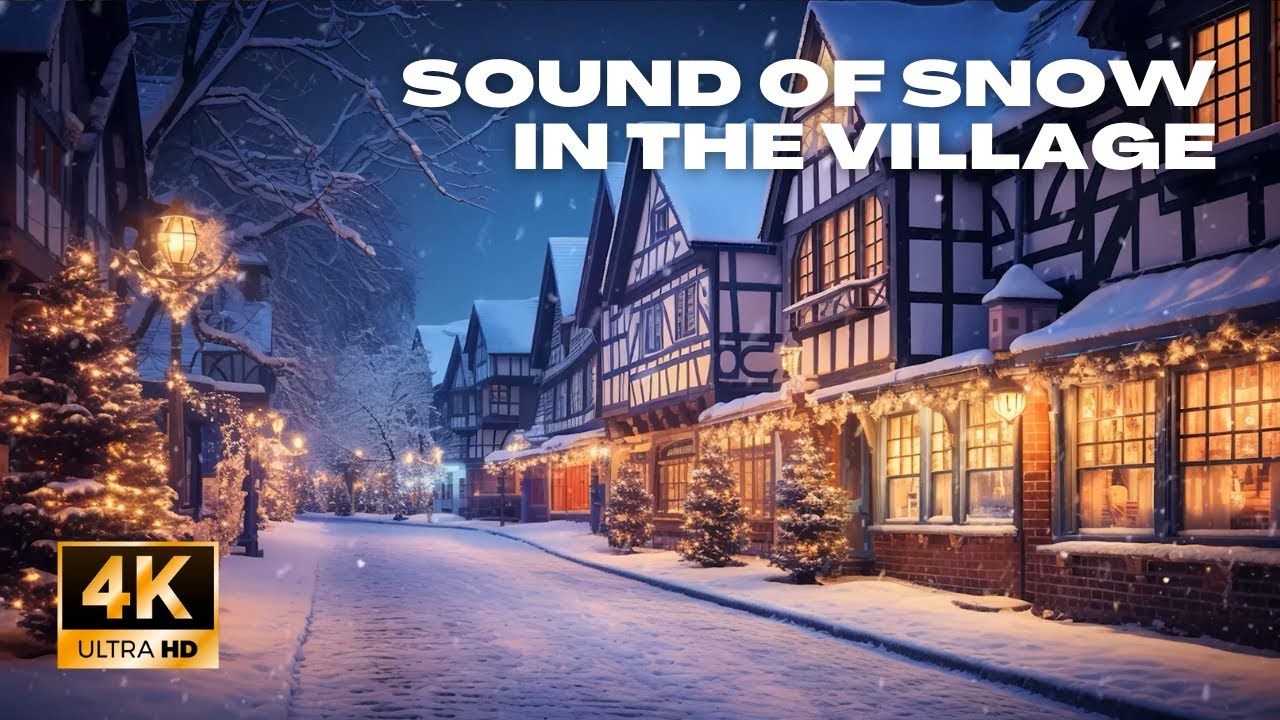 [1 HOUR] Sound of SNOW in the Village 4K CALMING Snow Descending to ...