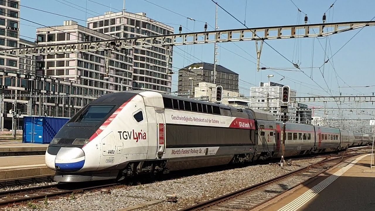 Weltrekordzug TGV Lyria 4402 003 fährt in Zürich ein - YouTube