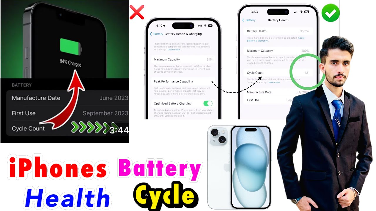 How to Check iPhone Battery Cycle || iPhone Battery Cycle Count Check ...