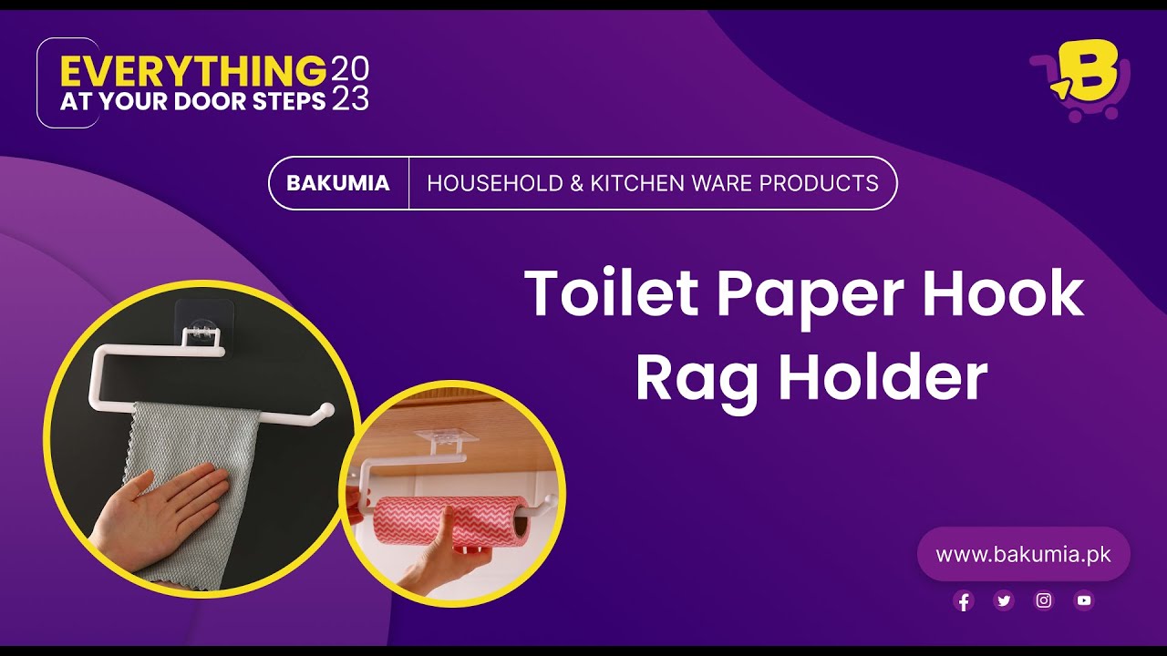 Wall Mounted Toilet Paper Hook Rag Holder - Bakumia.pk - YouTube