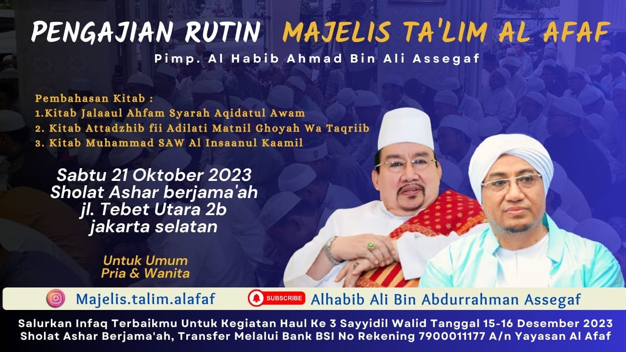 🔴 LIVE : Majelis Ta'lim Al Afaf Sabtu Sore | Pimpinan Al Ustadz Al ...