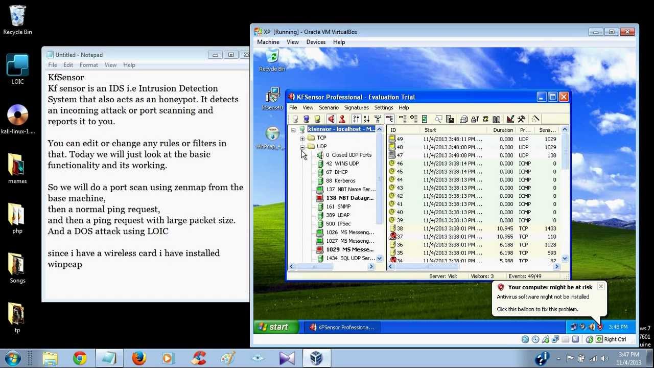 KfSensor Honeypot & IDS working - YouTube