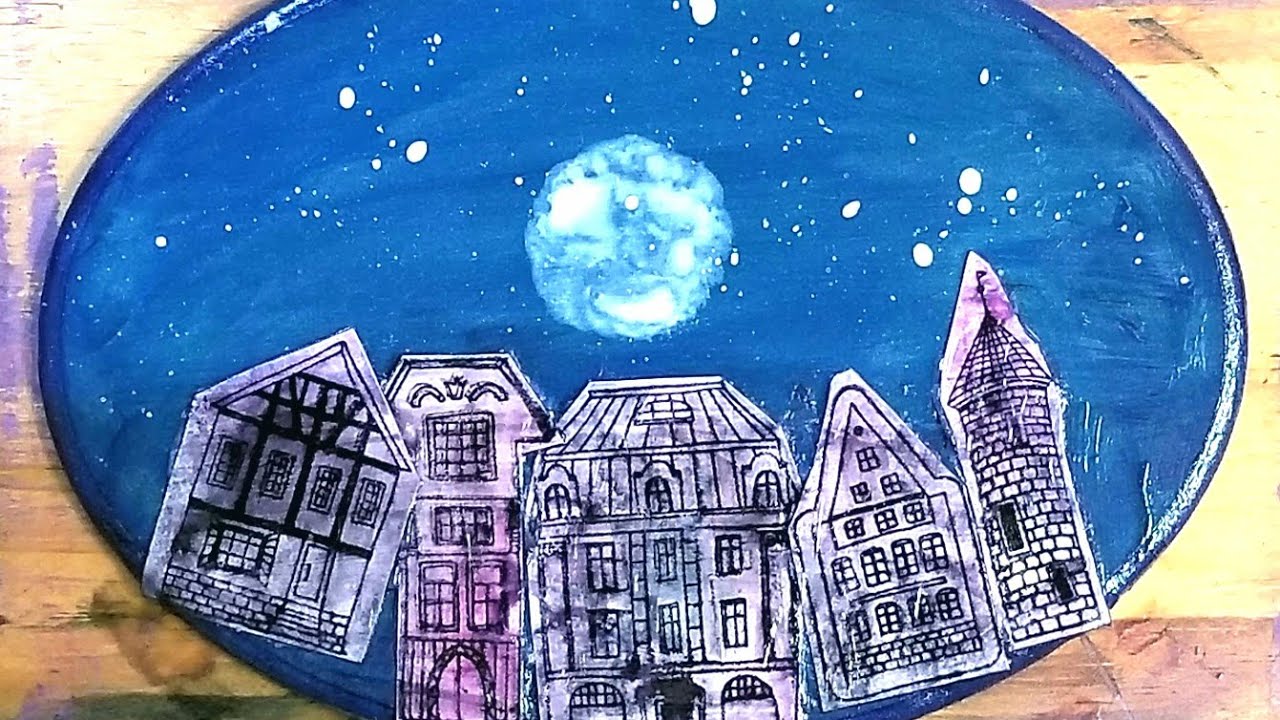 Easy Mixed Media Cityscape - YouTube