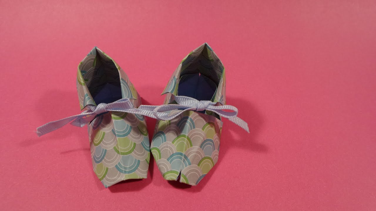 아기 신발 색종이 접기 - Origami Confetti Baby Shoes - YouTube