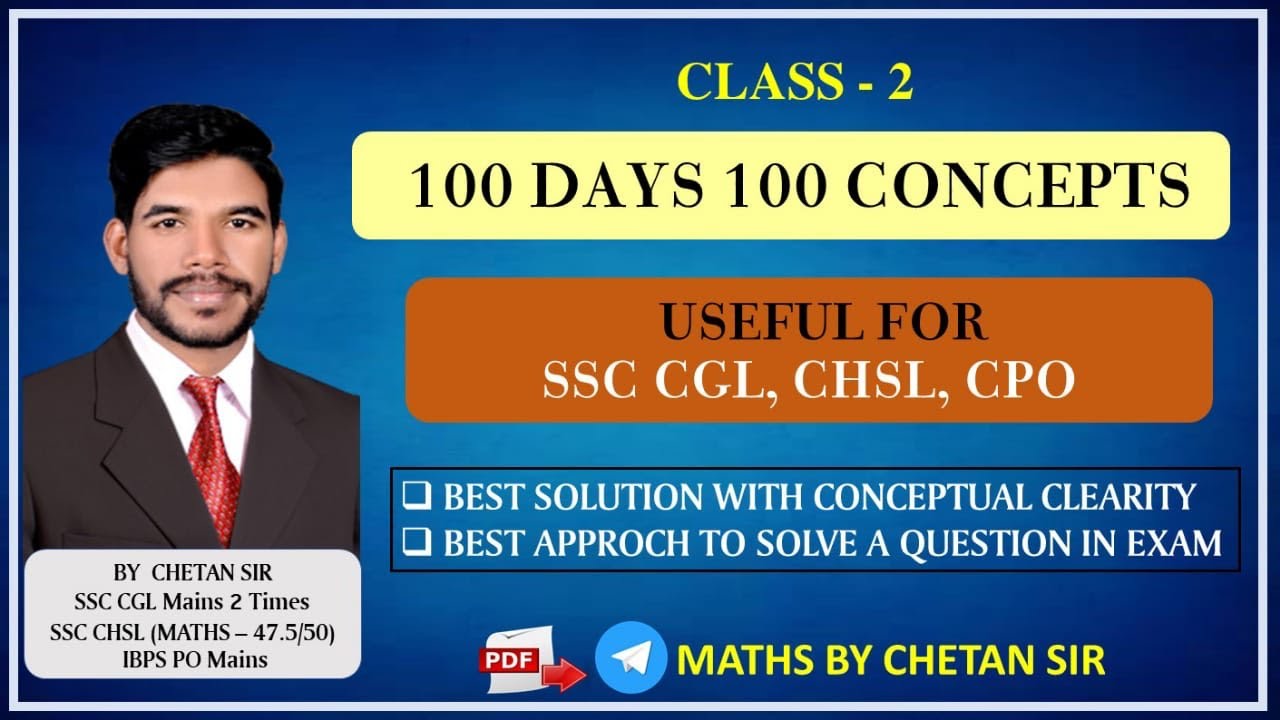 100 Days 100 Concept Day 2 Maths By Chetan Sir Ssc Cgl Chsl Cpo 2024 Youtube