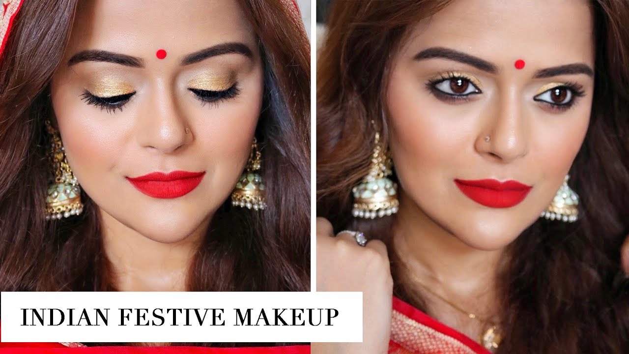 Simple & Easy Festive Makeup Tutorial - YouTube