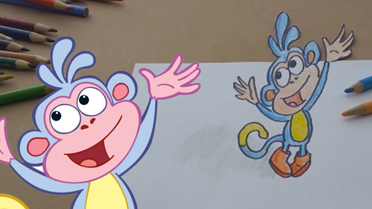 Boots The Monkey from Dora The Explorer 3D Drawing - YouTube