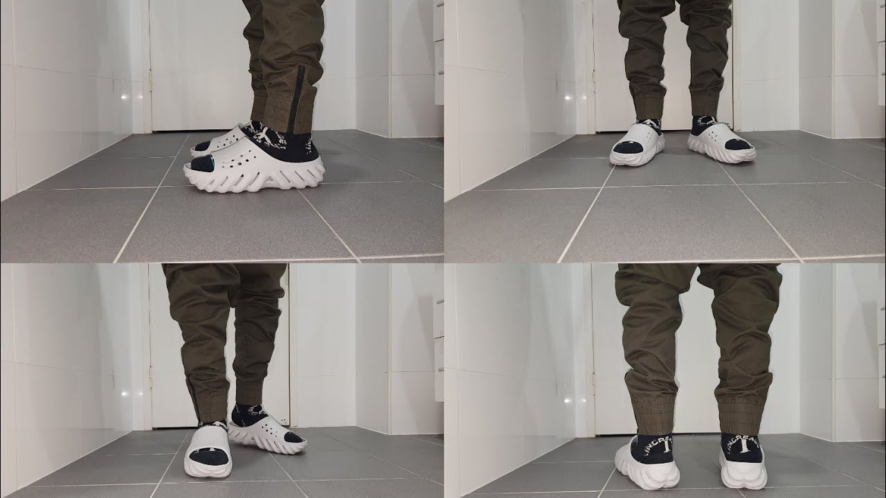 Crocs Echo Slide Atmosphere on feet - YouTube