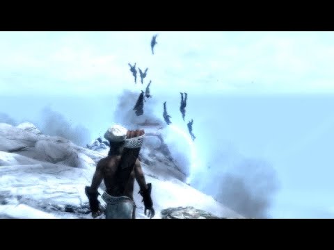 Super-Powered Fus Ro Dah Off Highest Mountain in Skyrim - YouTube