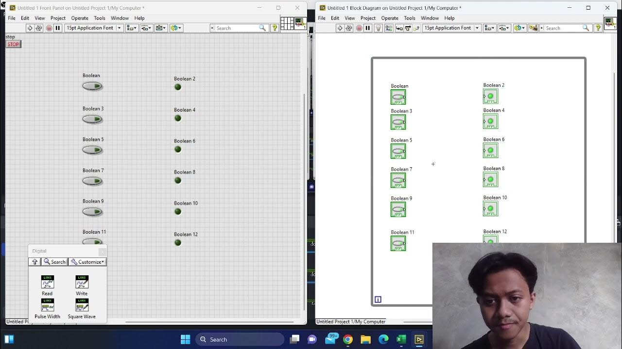 LATIHAN 9 - LABVIEW (PUSH BUTTON), NAMA: ARDIANSYAH NUGROHO, NIM: 211010100013. - YouTube
