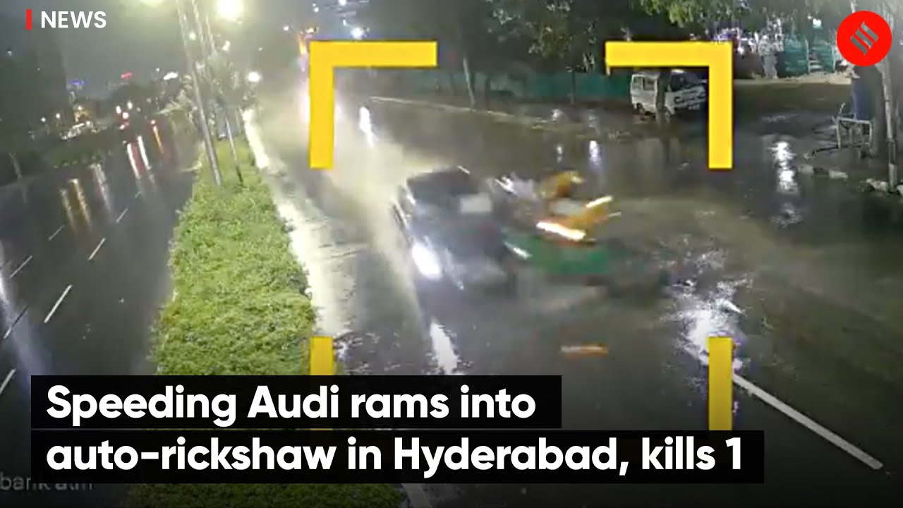 Speeding Audi Rams Into Auto-Rickshaw in Hyderabad, Kills 1 - YouTube