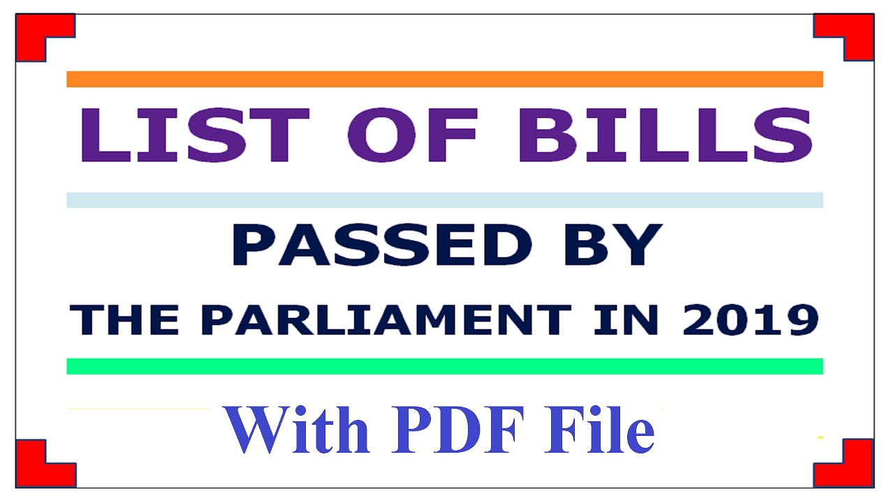 LIST OF BILLS PASSED BY THE PARLIAMENT IN 2019 TO 2020 WITH PDF FILE ...
