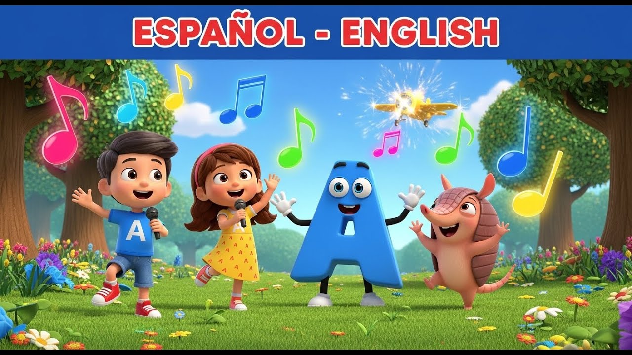 vocabulary in song, letter A en español e ingles - YouTube
