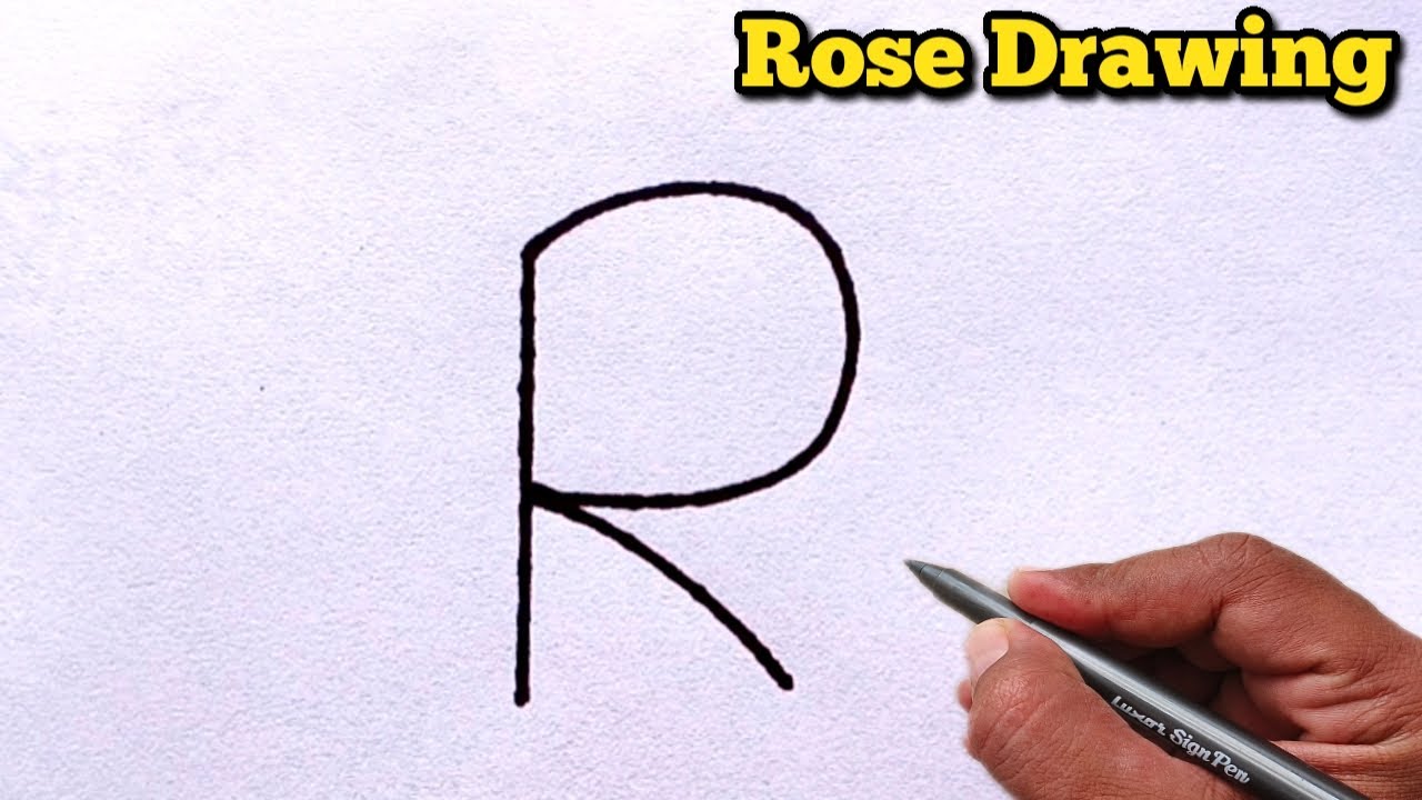 How to draw Rose From Letter R | Easy Rose Drawing For Beginners | Art ...