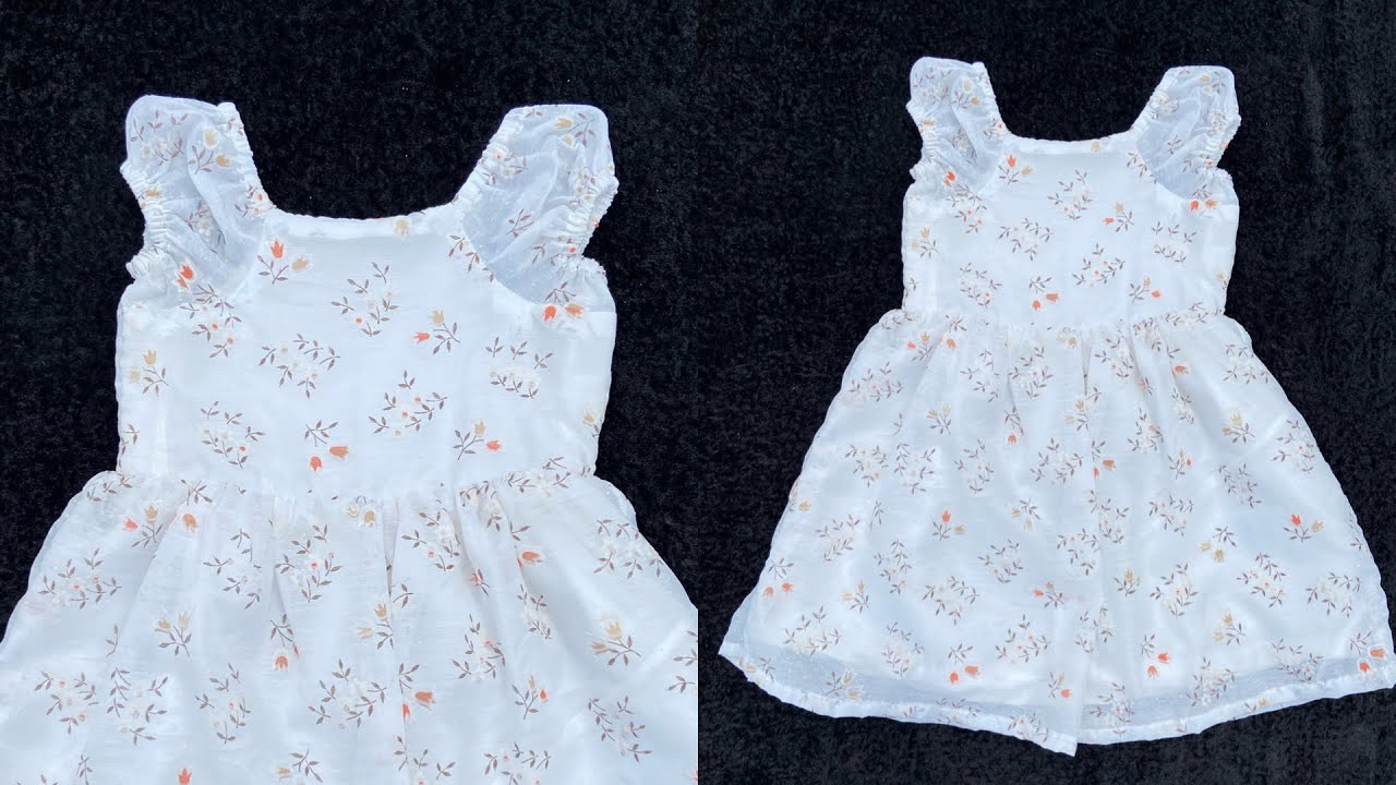 Baby Girl Frock Design | Puff Sleeves with Square Neck Design Cutting ...