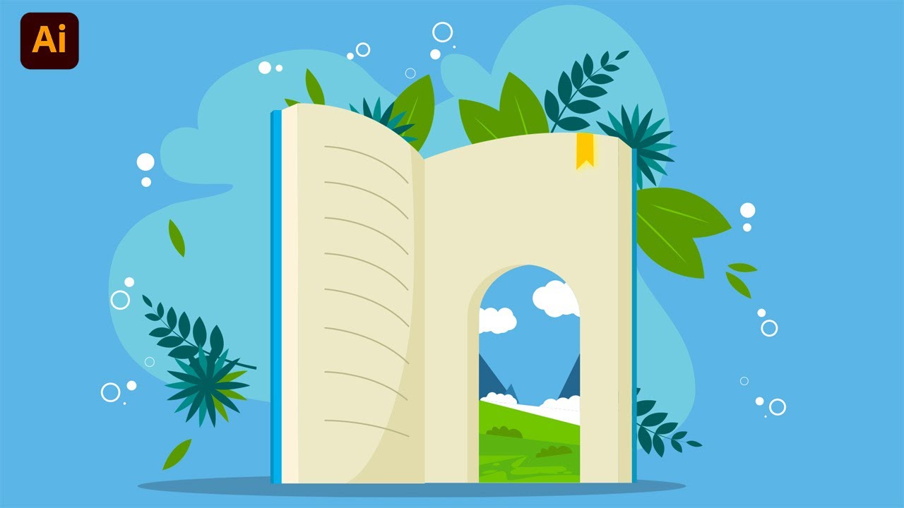 How to Create Open Book Design in Illustrator - Vector Tutorial - YouTube