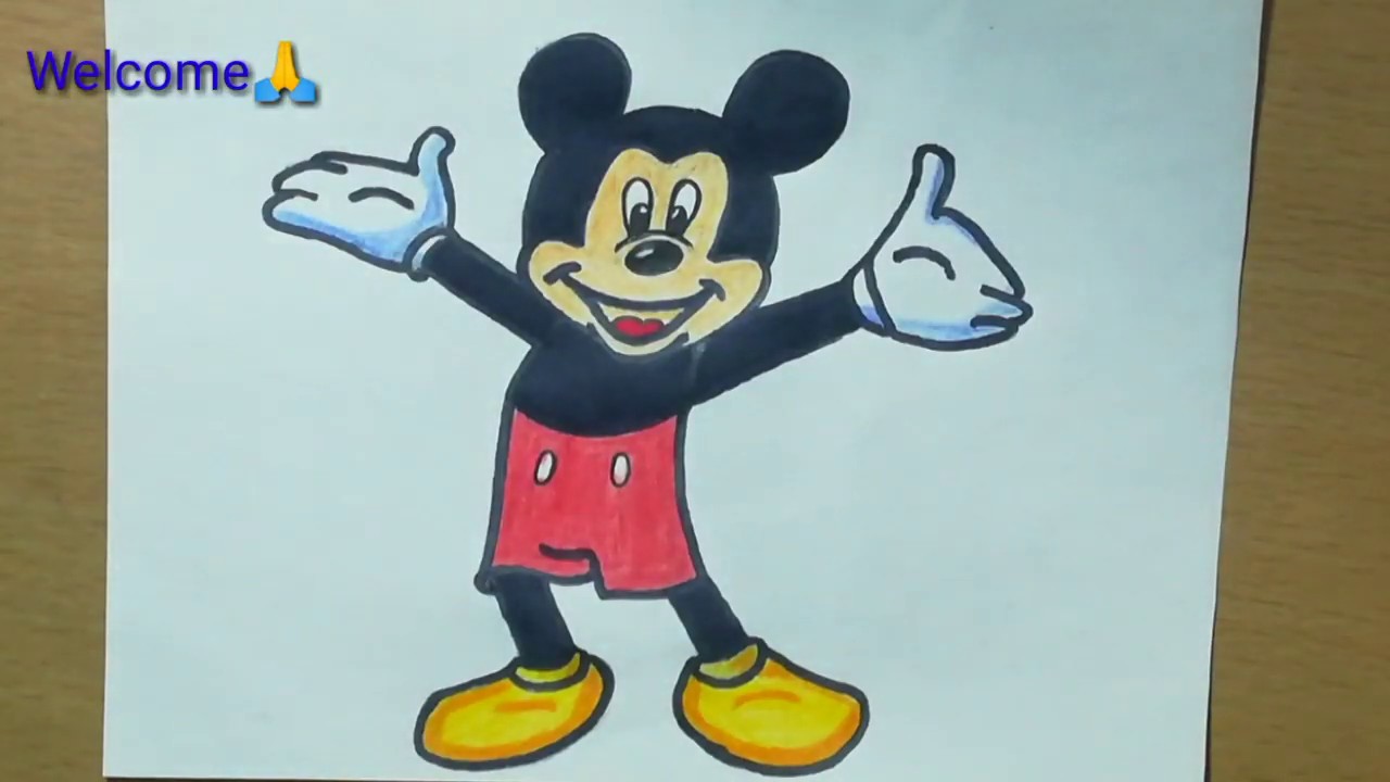 मिकी माउस का चित्र कैसे बनाये (How to draw Mickey Mouse Easily) - YouTube