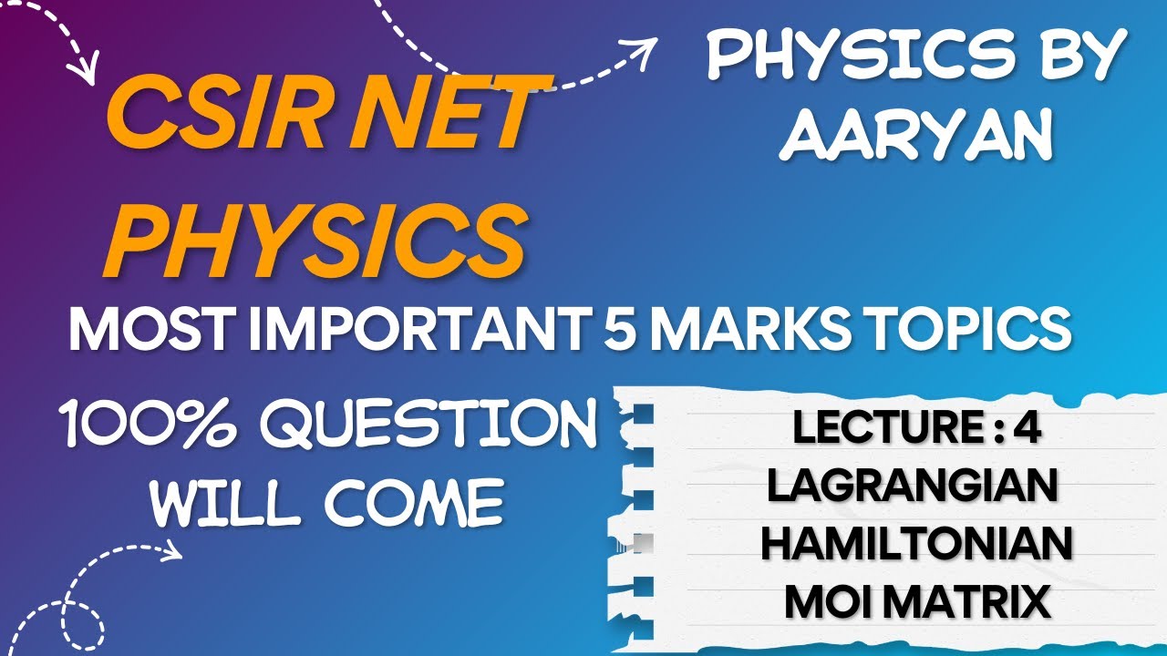 CSIR NET Physics | Part C | Lagrangian | Hamiltonian| Canonical ...