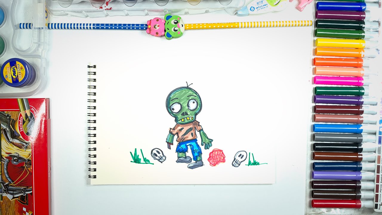 How to Draw a Cute Zombie Step by Step | Zombie Drawing Easy - YouTube