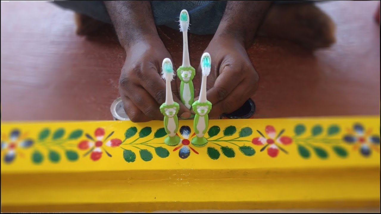 టూత్ బ్రష్ తో గడప ముగ్గులు | gummam muggulu | simple technique of ...