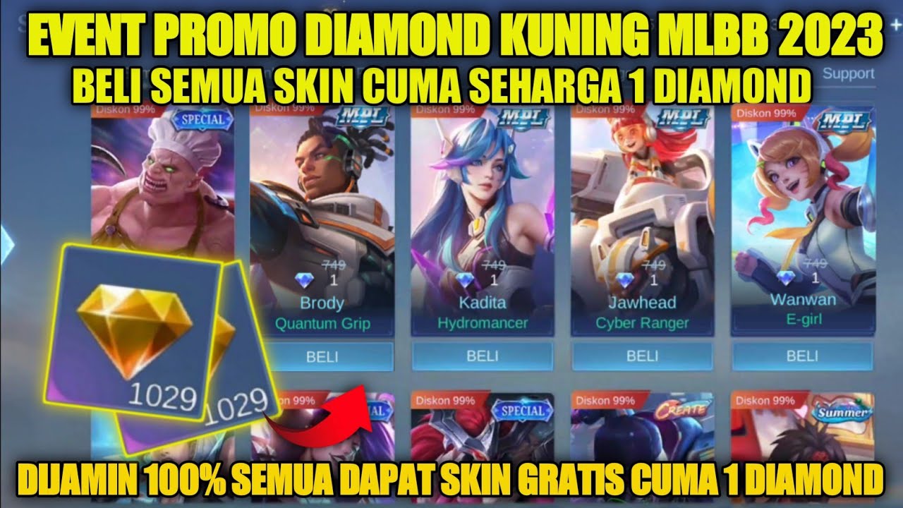 EVENT PROMO DIAMOND KUNING 2023! SKIN WANWAN 11.11 BELI SKIN EPIC CUMA ...