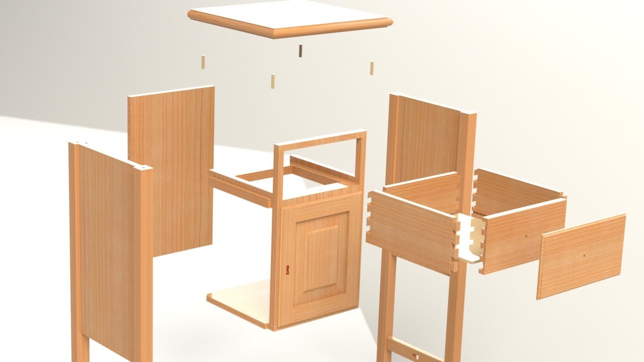 Solidworks exploded animation of a wood cabinet - YouTube