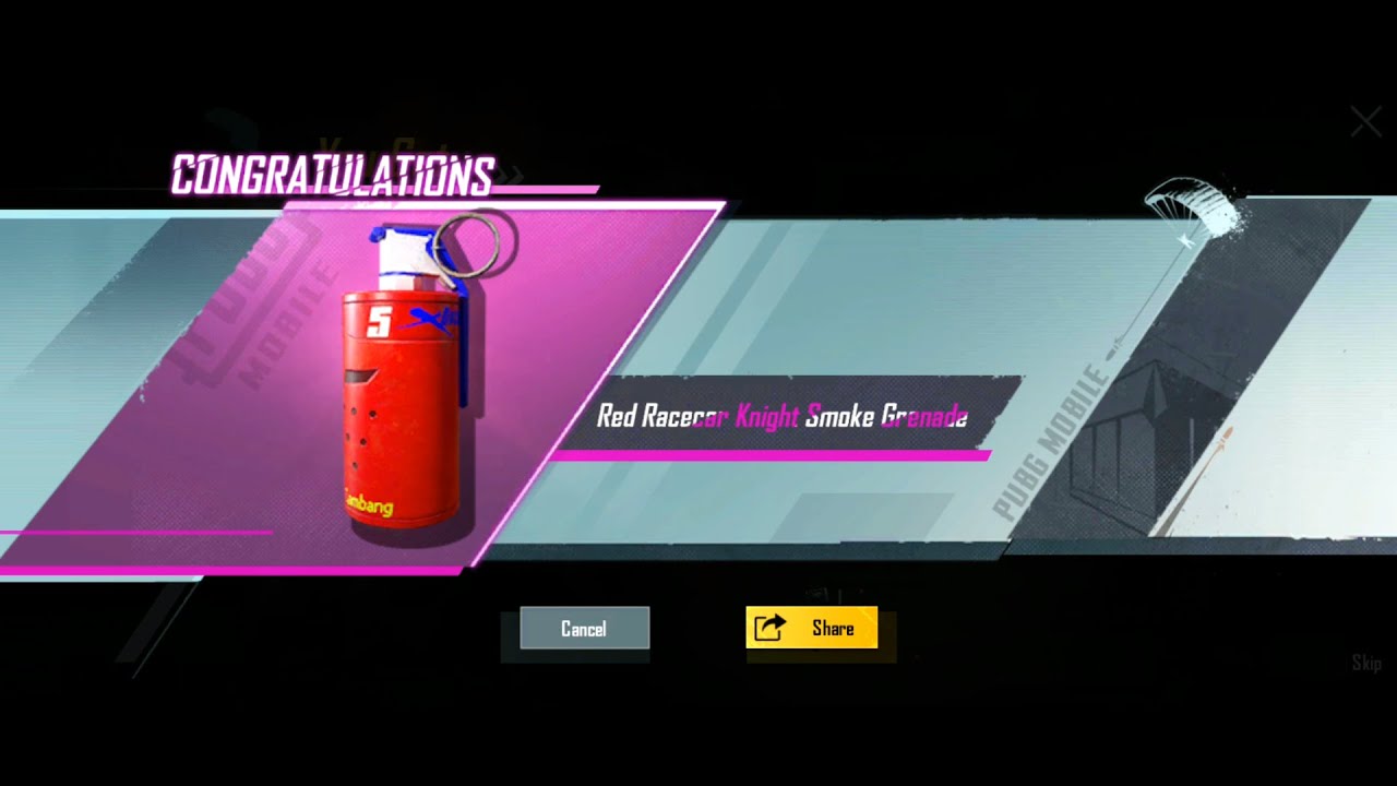 Red Racecar Knight Smoke Grenade PUBG Mobile - YouTube