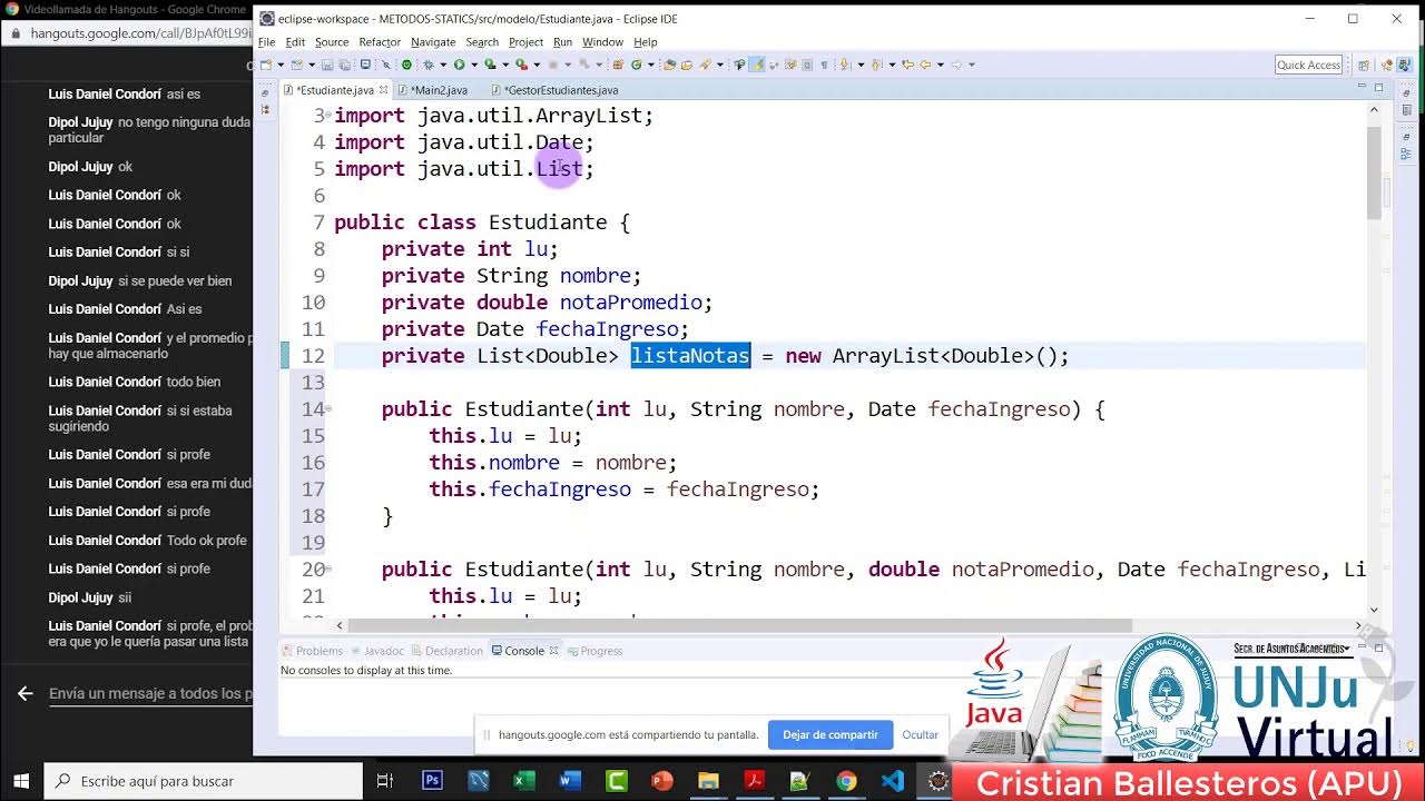Clase con Metodos Static y Lista Static de Estudiantes en JAVA PARTE 3/ ...