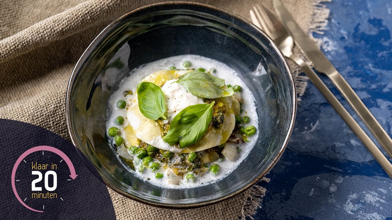Open ravioli met pistachepesto | Klaar in 20 minuten - YouTube