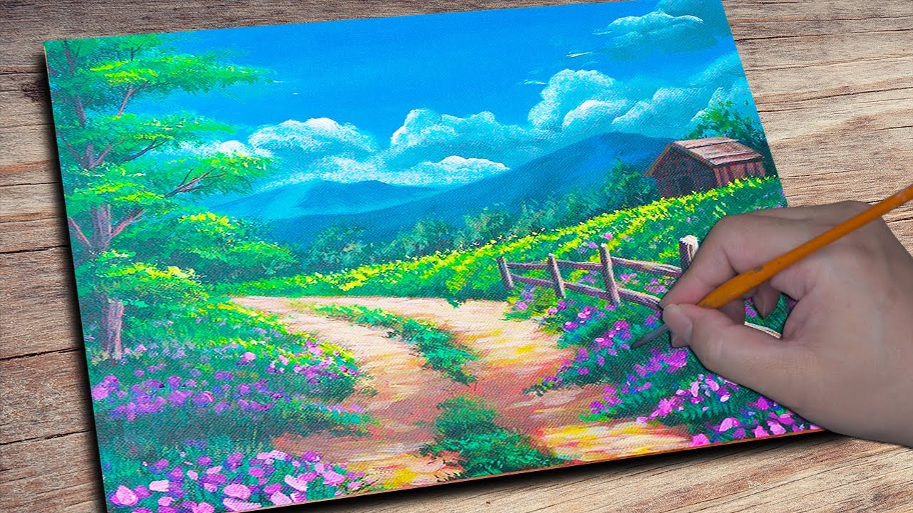 How to Paint a Forest Path | Acrylic Painting - YouTube