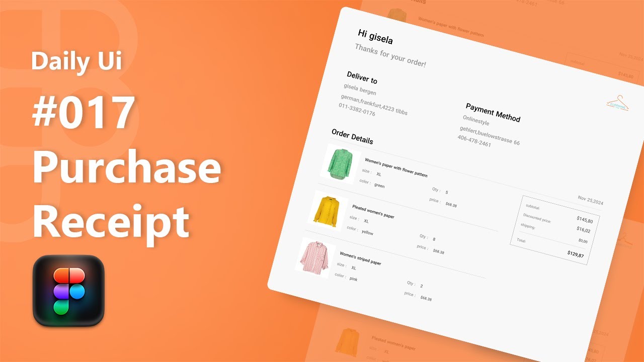 Daily UI Design Challenge | Day - 17 | Purchase Receipt - YouTube