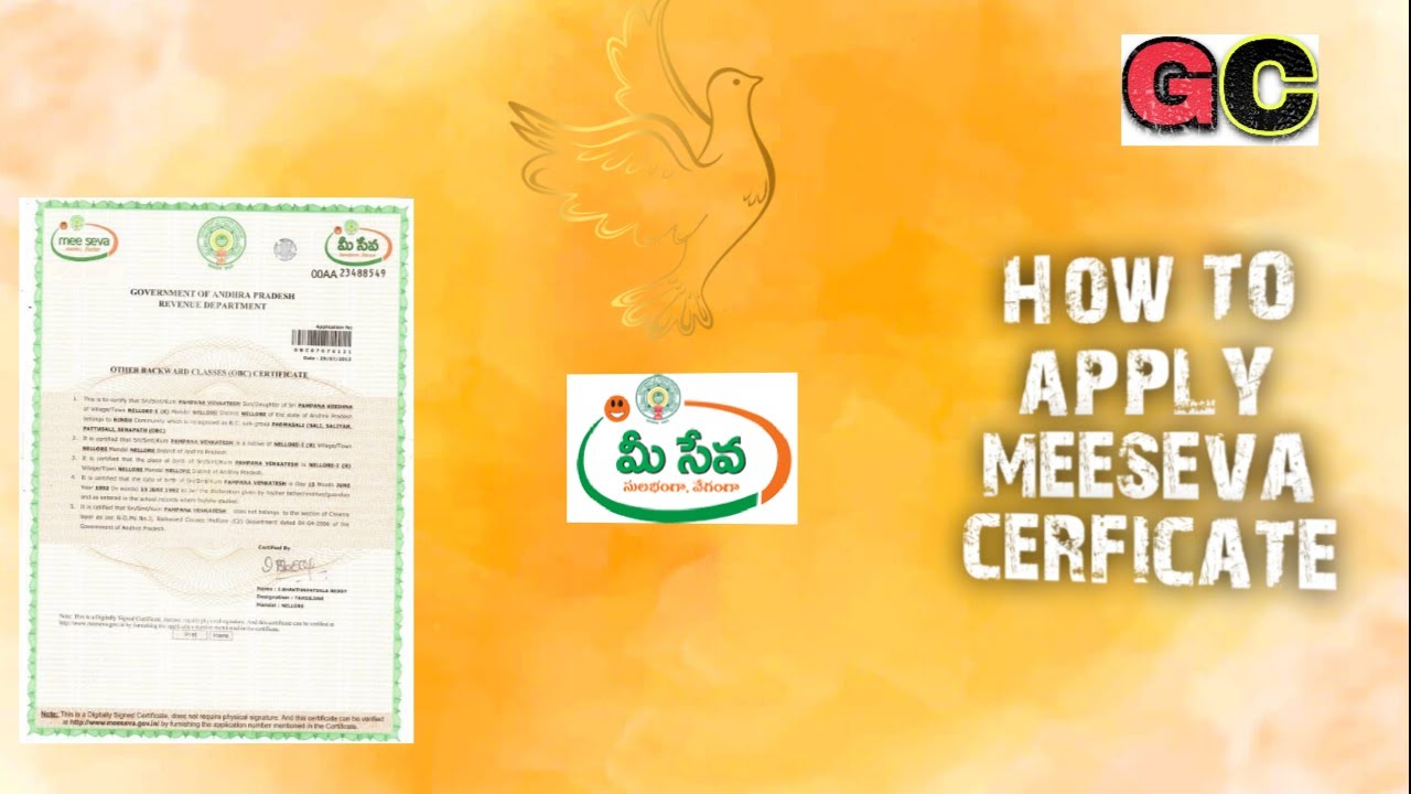 MEESEVA CASTE CERFICATE APPLY ONLINE - YouTube