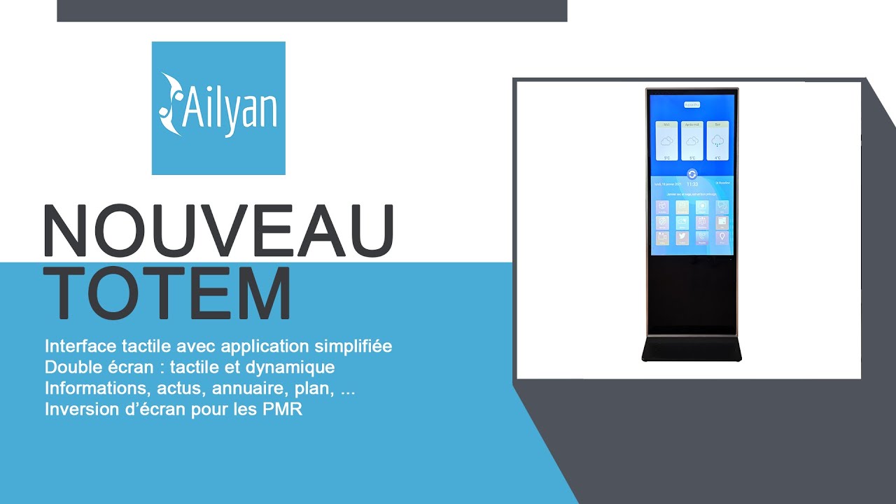 Nouveauté Ailyan : Un totem d'accueil tactile à double écran - YouTube