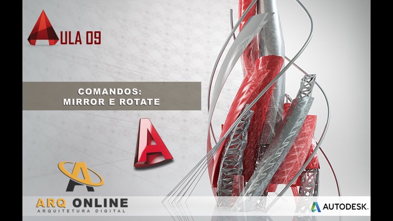 Mini Curso de AutoCad #9 - Comandos Mirror e Rotate - YouTube
