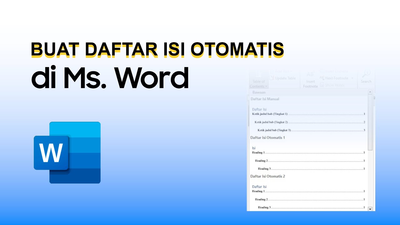 [TUTORIAL] Cara Membuat Daftar Isi Otomatis di Microsoft Word - YouTube