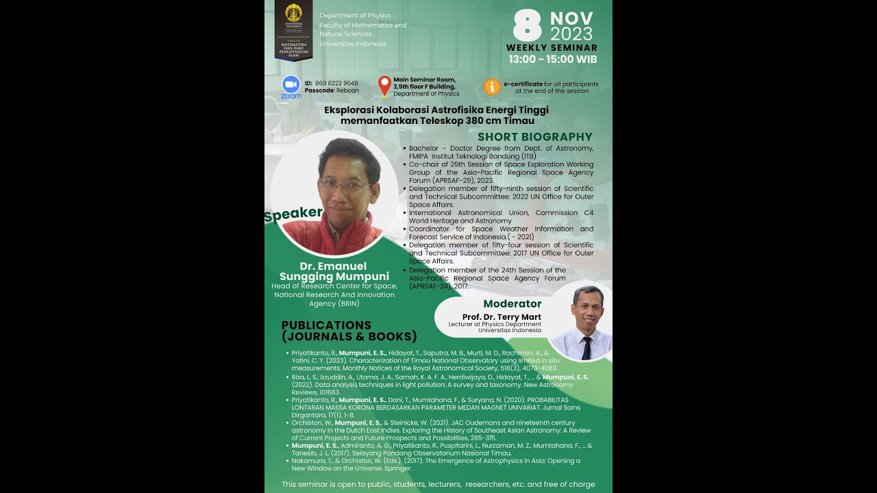 Seminar Reboan "Eksplorasi Kolaborasi Astrofisika Energi Tinggi ...