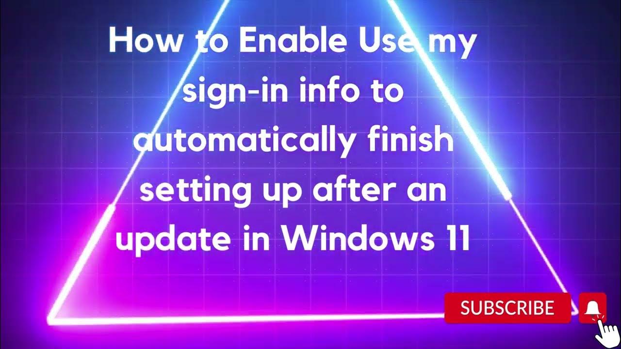 Use my sign-in info to automatically finish setting up after an update ...