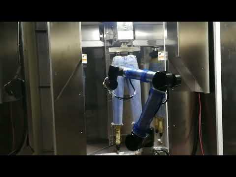 Denim Jeans PP Spray Robot China Factory - YouTube