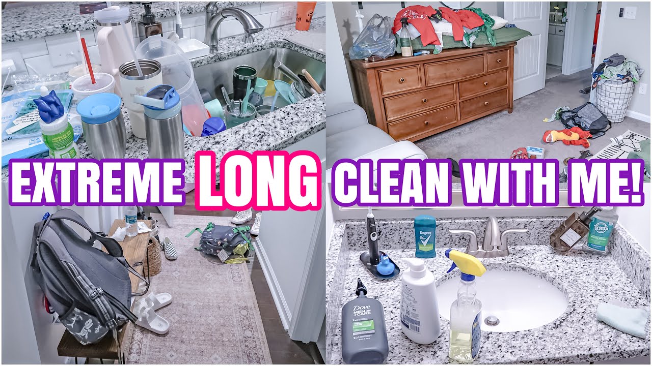 EXTREME LONG CLEAN WITH ME | MESSY HOUSE TRANSFORMATION | EXTREME ...