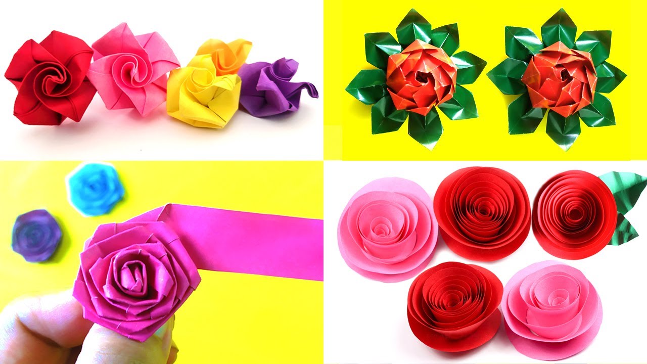 4 Formas FÁCILES de hacer ROSAS DE PAPEL (Paper Flower) Ideas ...