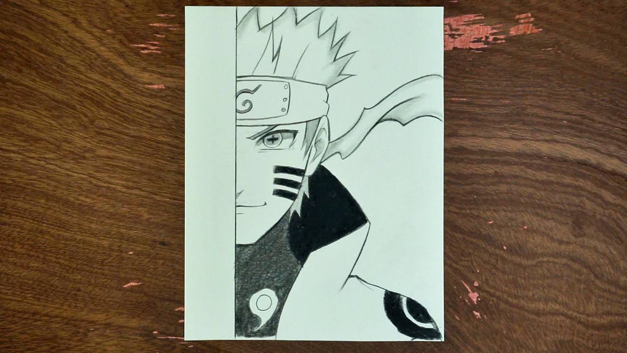 How to Draw Half Face Naruto Uzumaki | Naruto Shippuden | Easy Step by ...