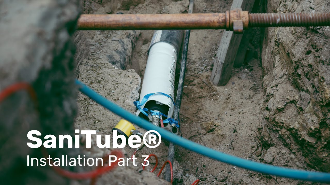 SaniTube© Installation Method - Inflating the Liner - Liner aufblasen - YouTube